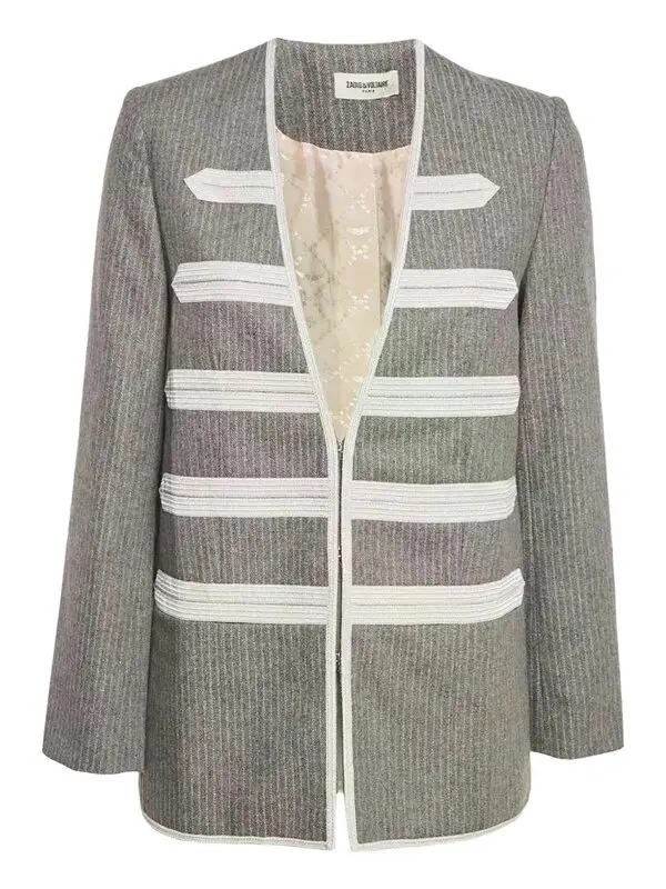 Zadig&Voltaire V-neck Striped Jacket - Grey