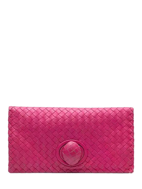 Bottega Veneta Nappa Intrecciato Turn Lock Clutch Bag - Pink