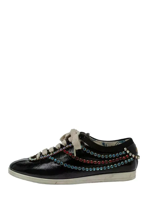 Gucci Crystal-embellished Leather Sneakers - Black