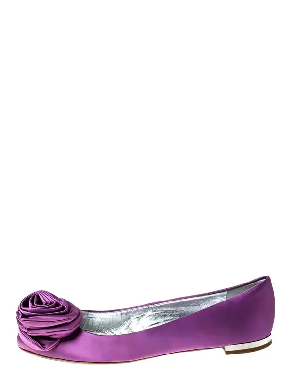 GIUSEPPE ZANOTTI Rose Appliqué Satin Flats - Purple