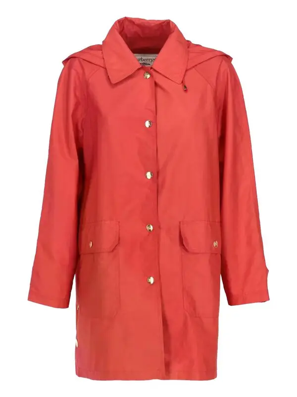 Burberry 1980s Hooded Trench Coat - Red