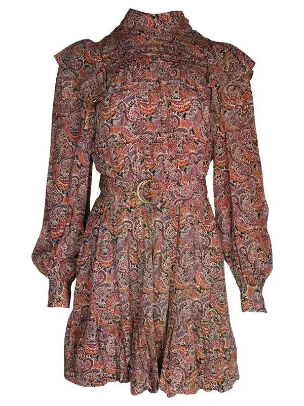 Ulla Johnson Luna Paisley-pattern Ruffled Mini Dress - Brown