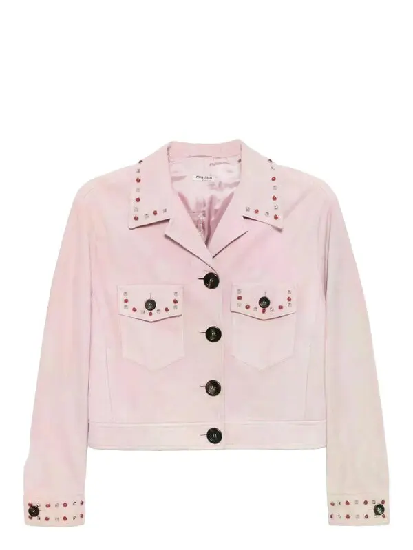 Miu Miu Studded Suede Jacket - Pink