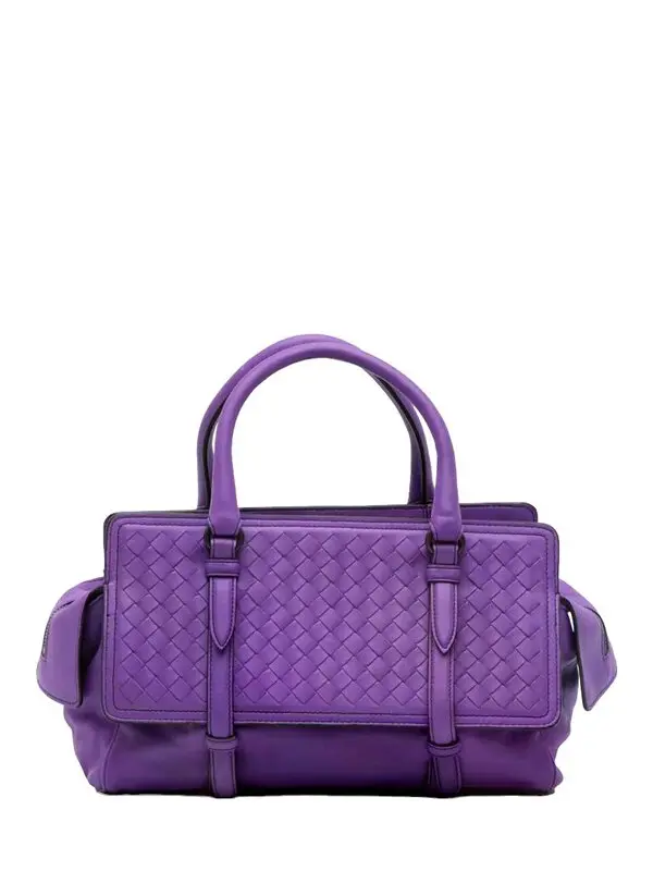 Bottega Veneta Small Nappa Intrecciato Monaco Satchel - Purple