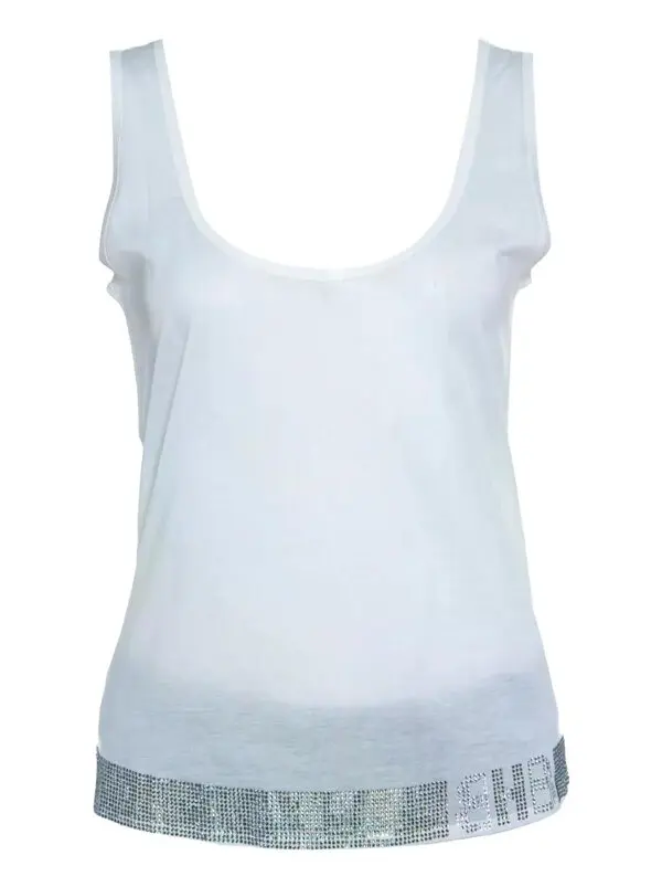 BOSS Crystal Embellished Tank Top - White