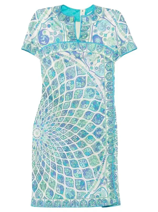 Emilio Pucci 1960s Geometric-pattern Silk Dress - Blue