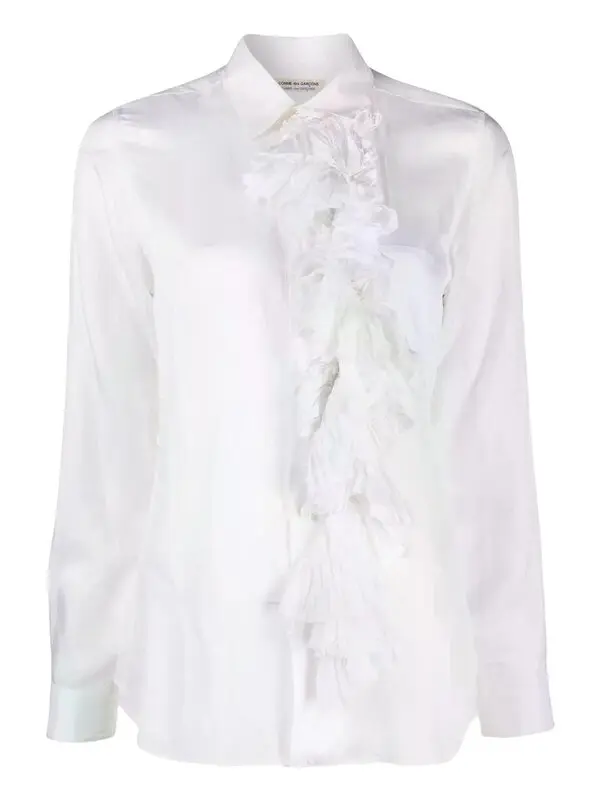 Comme Des Garçons 1990s Ruffle Appliqué Shirt - White