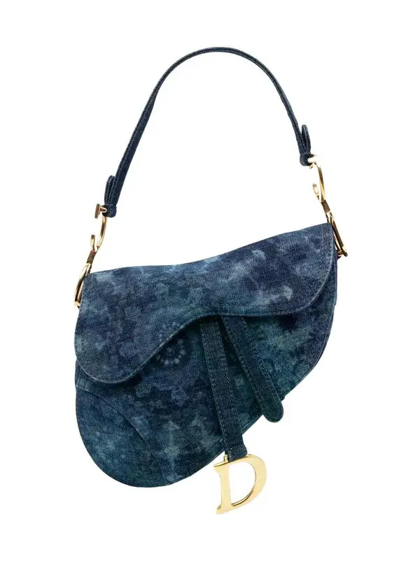 Dior Denim Tie-dye Saddle Bag - Blue
