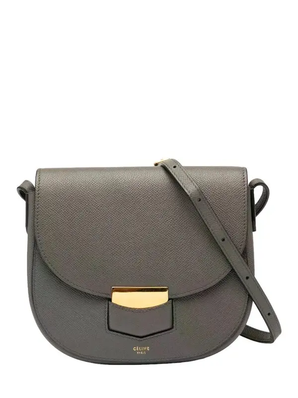 Celine Grained Calfskin Trotteur Crossbody Bag - Grey