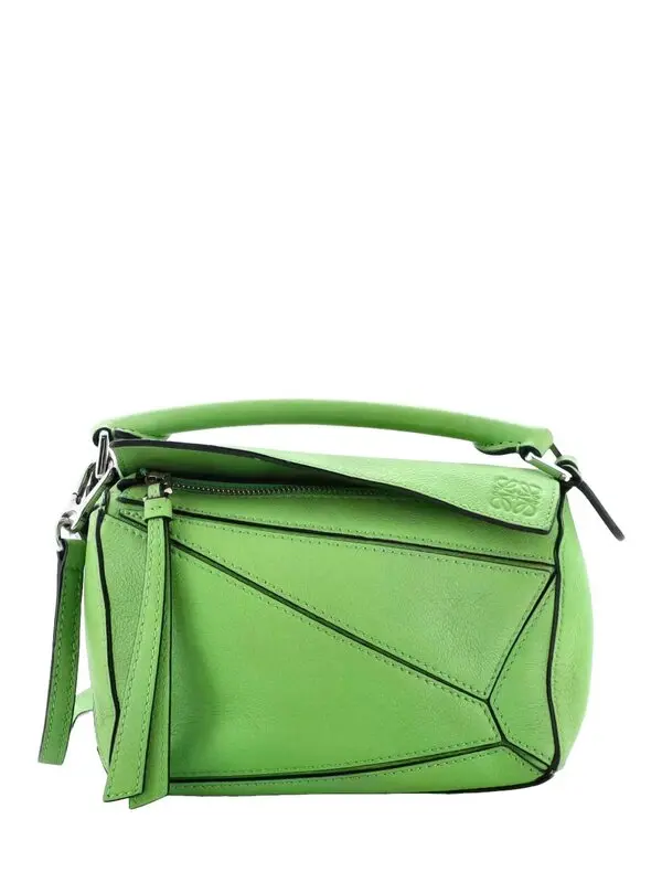 Loewe Puzzle Leather Mini Crossbody Bag - Green
