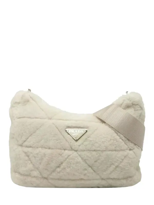 Prada Quilted Shearling Crossbody Bag - White
