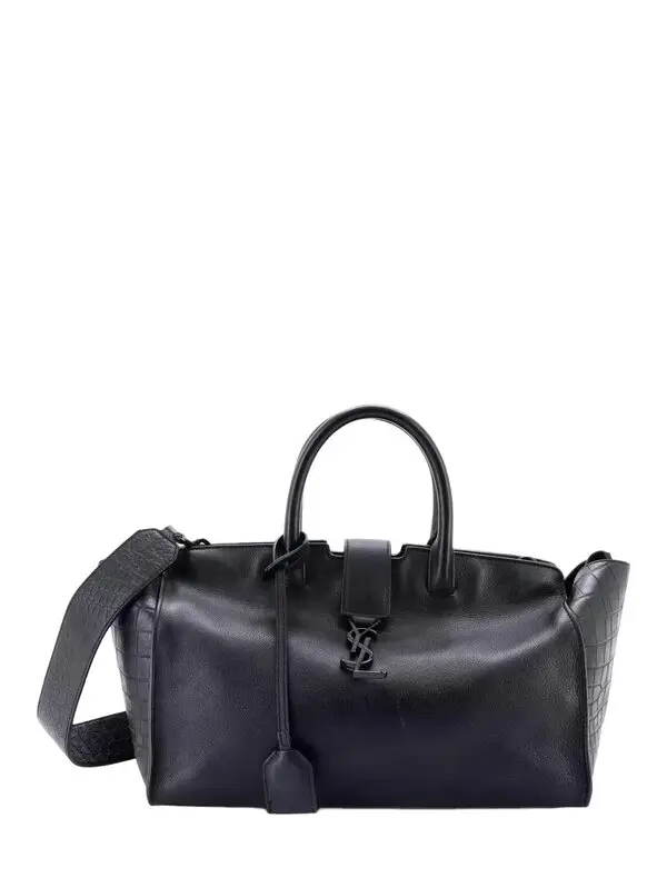 Saint Laurent Monogram Cabas Downtown Leather Satchel - Black