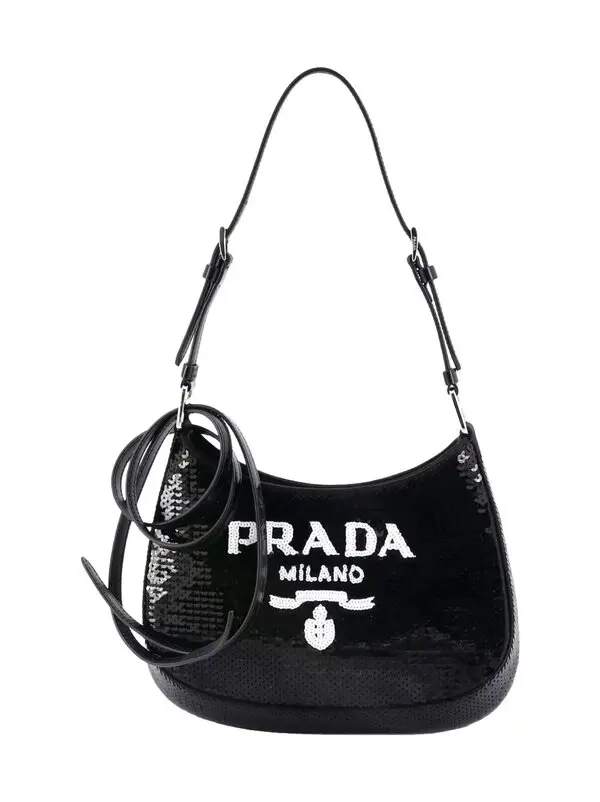 Prada Cleo Sequins Small Shoulder Bag - Black