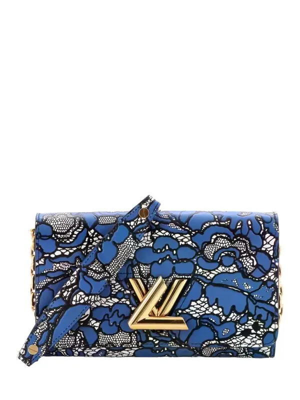 LOUIS VUITTON Twist Chain Wallet Embossed Leather Crossbody Bag - Blue