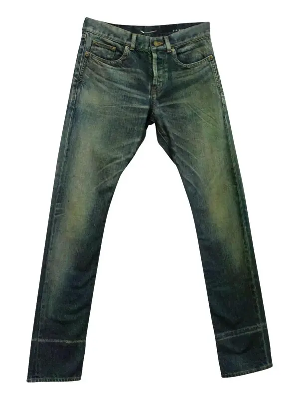 Saint Laurent Distressed-finish Straight-leg Jeans - Blue