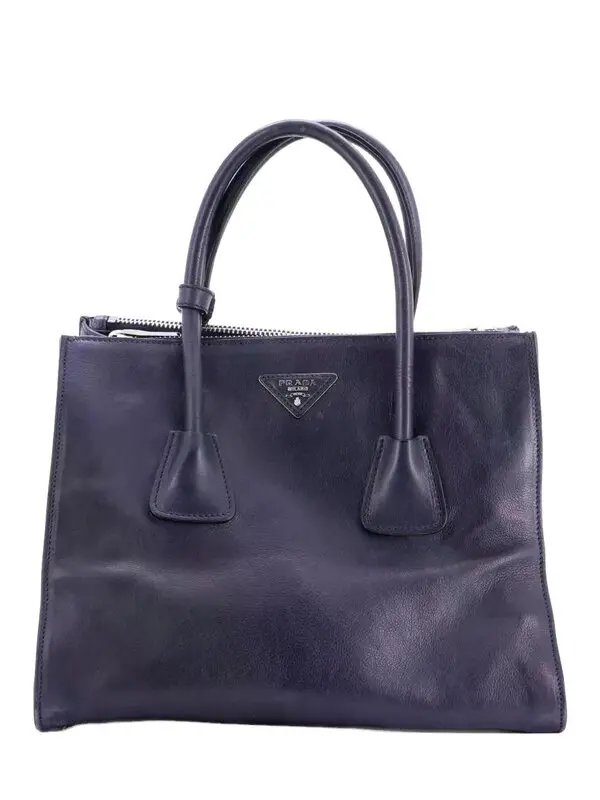 Prada Twin Pocket Convertible Leather Tote Bag - Blue