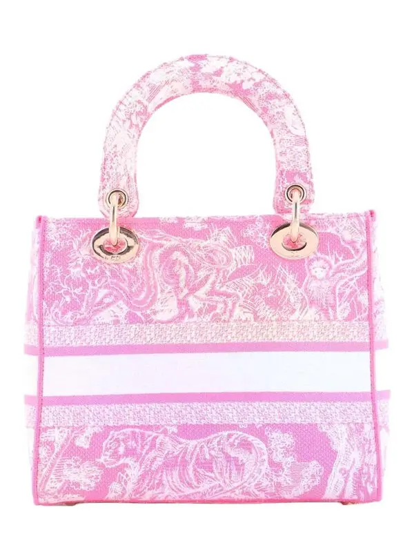 Dior Toile De Jouy Lady D-lite Embroidered Canvas Tote Bag - Pink