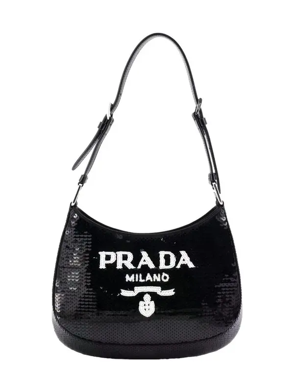 Prada Cleo Sequins Small Shoulder Bag - Black