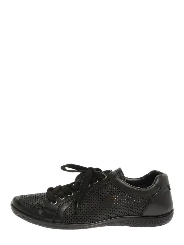 Prada Perforated Leather Sneakers - Black