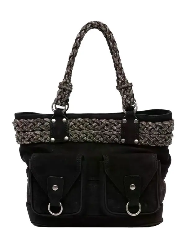 Loewe Braided Chain Pocket Tote Bag - Black