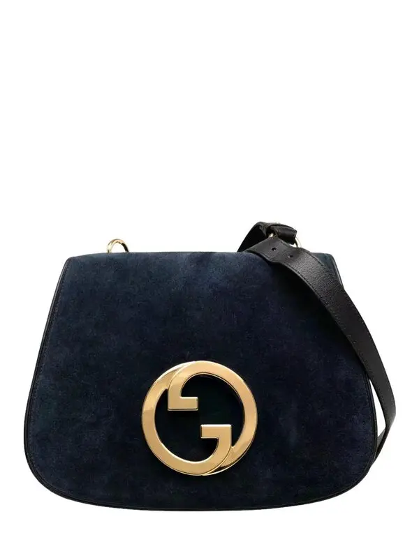 Gucci Medium Suede Blondie Crossbody Bag - Blue