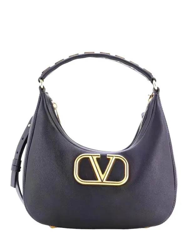 Valentino Garavani Stud Sign Zip Leather Hobo Bag - Black