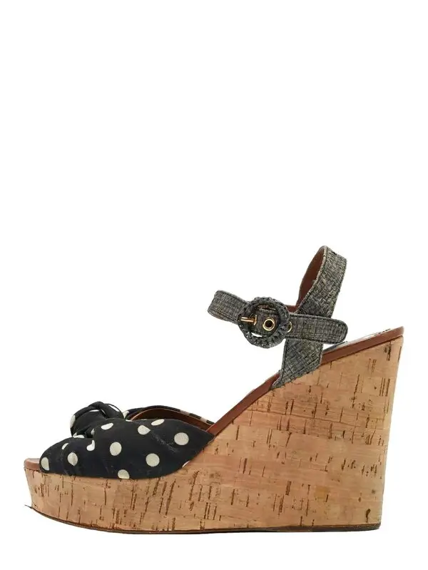 Dolce & Gabbana 110mm Polka-dot Wedge Sandals - Black
