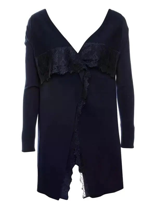 Valentino Garavani Lace-trim Wool Cardigan - Blue