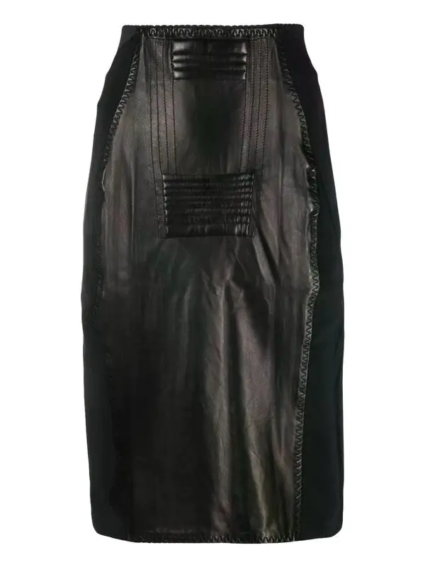 Jean Paul Gaultier 1987 Panelled Leather Pencil Skirt - Black