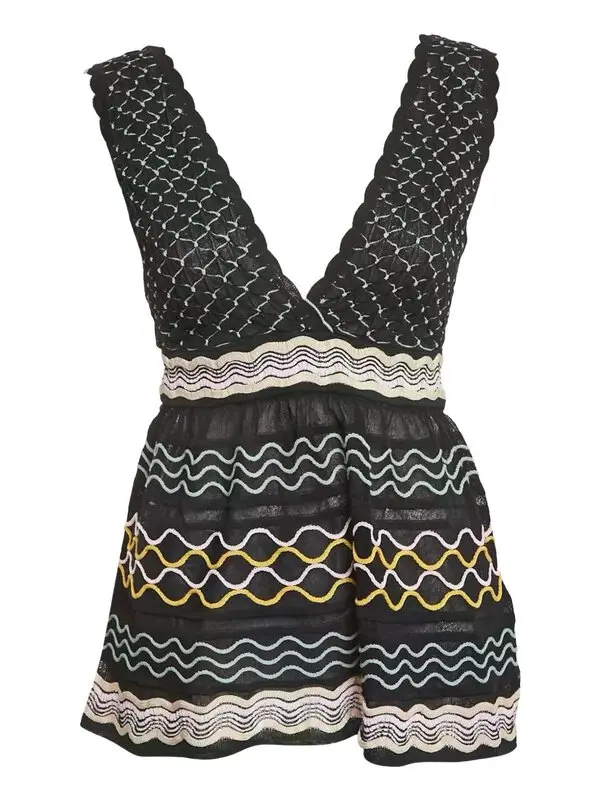 Missoni Wave-pattern V-neck Top - Black