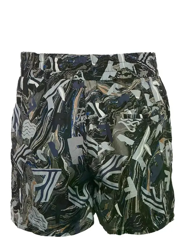 Fendi Abstract-print Silk Shorts - Blue