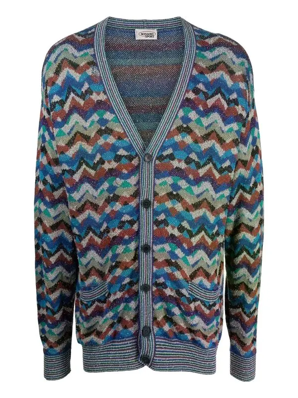 Missoni 1990s Zigzag Knit Cardigan - Blue