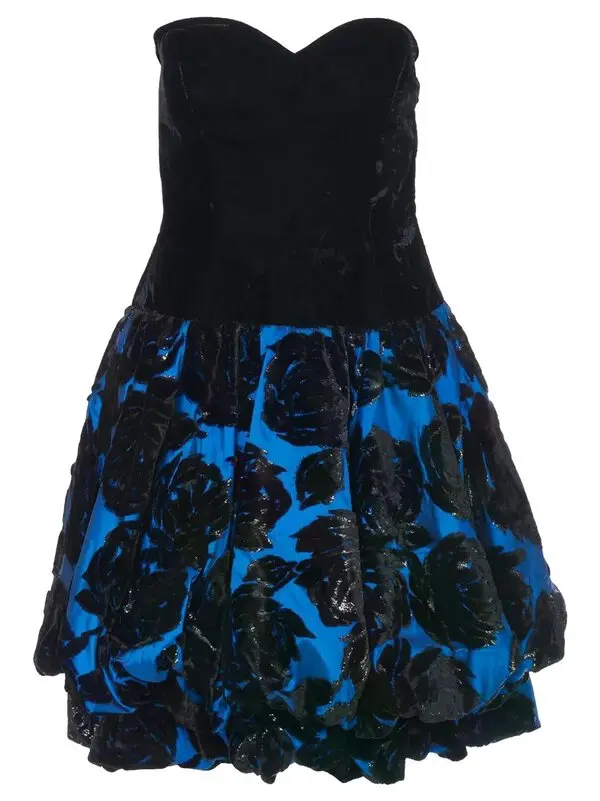 MARIO BORSATO VINTAGE Floral-print Strapless Dress - Black