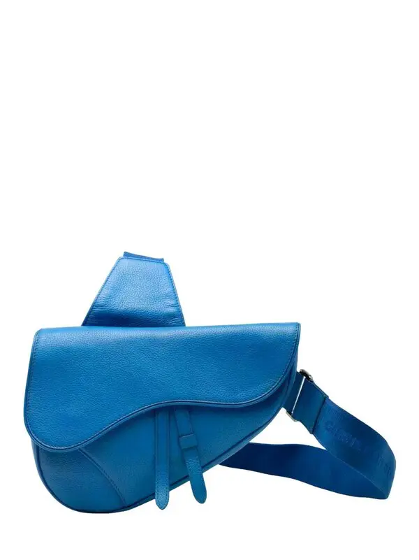Dior Grained Calfskin Saddle Crossbody Bag - Blue