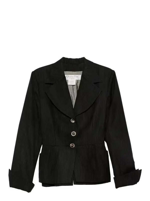 Dior Pre-owned 2000s Pinstriped Bar Blazer - Black