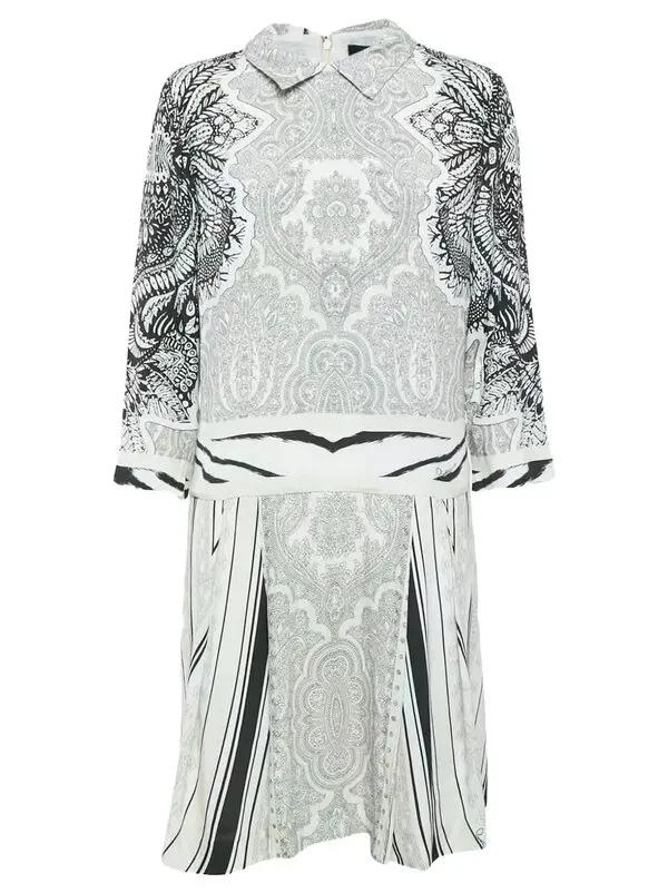 Roberto Cavalli Printed Long-sleeve Midi Dress - White