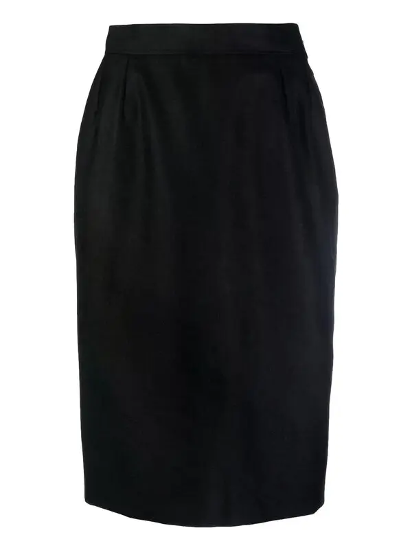 Saint Laurent 1980s High-waisted Pencil Skirt - Black
