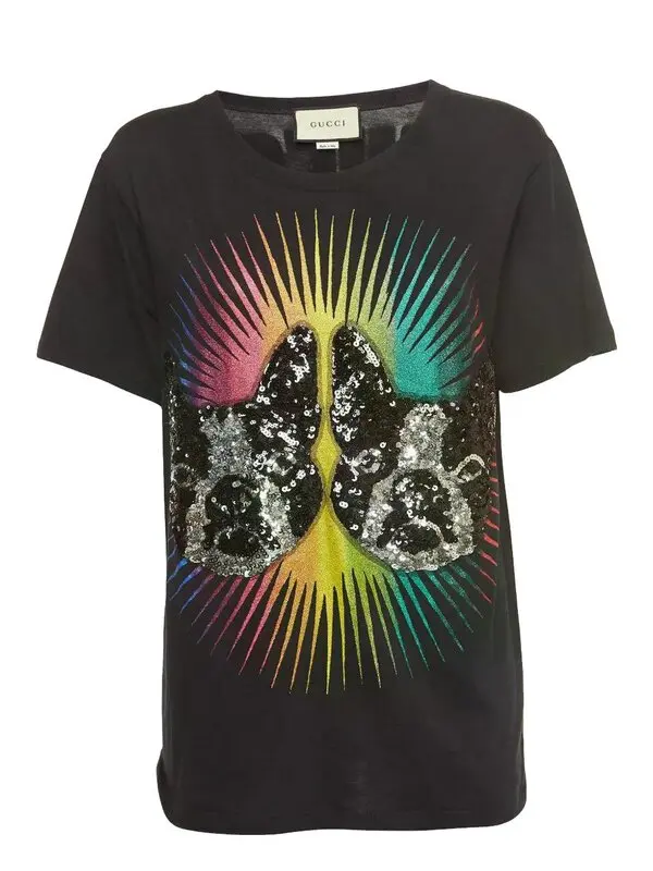 Gucci Embellished Sequins Print T-shirt - Black
