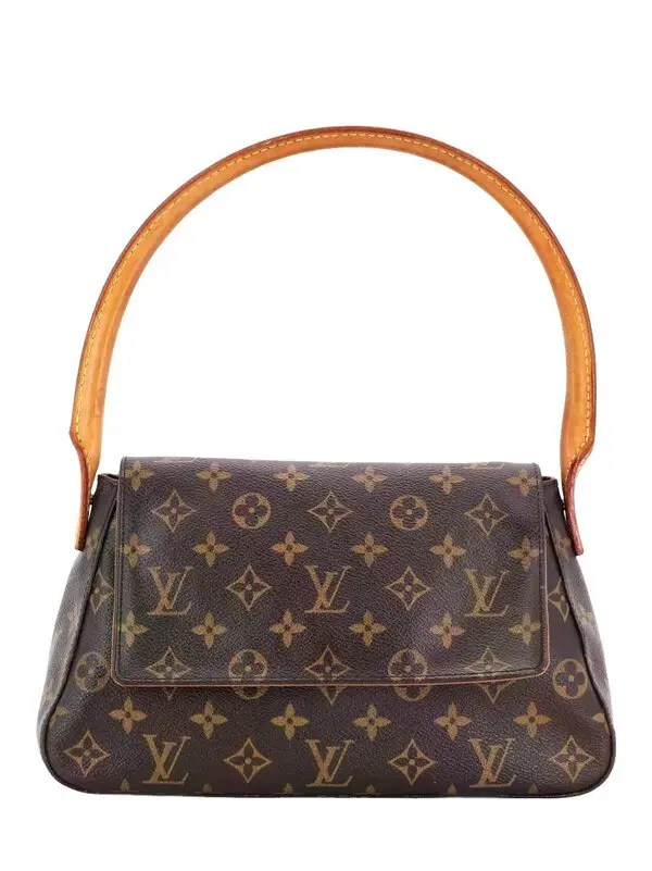 LOUIS VUITTON Looping Handbag Monogram Canvas Mini Satchel - Brown