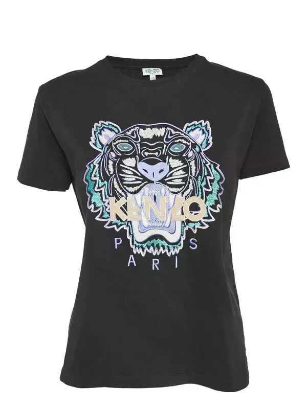 Kenzo Embroidered Tiger Cotton T-shirt - Black