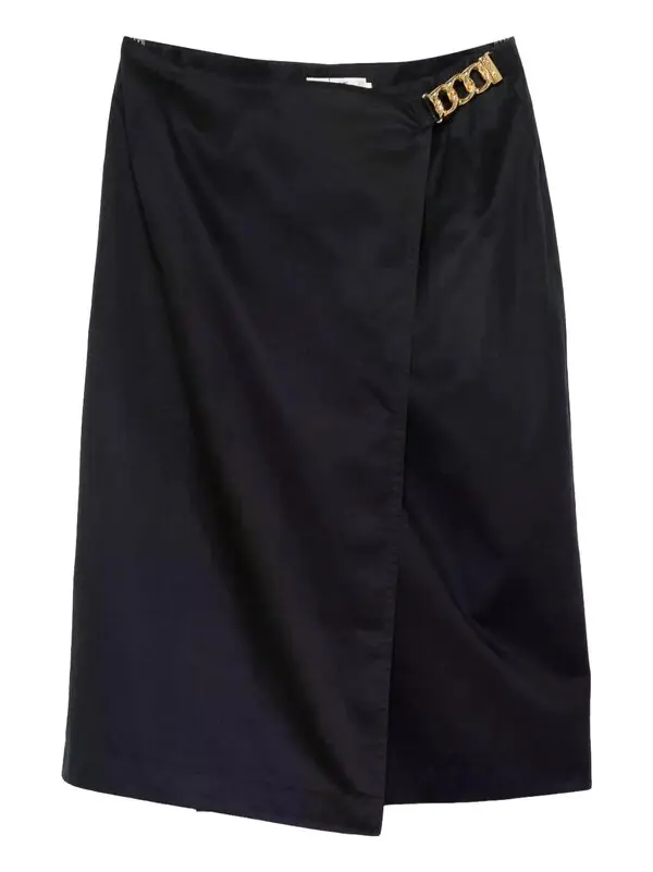 Celine 1990s Wrapped Cotton Midi Skirt - Blue