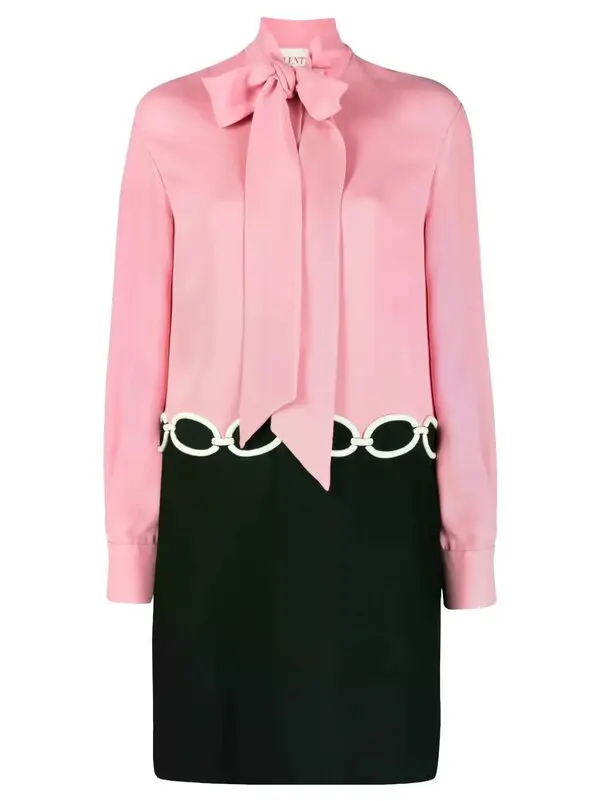 Valentino Garavani Chain Trompe L'oeil Wool-silk Dress - Pink