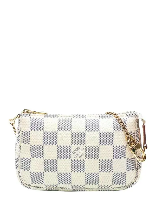 LOUIS VUITTON Damier Azur Mini Pochette Accessoires Handbag - White