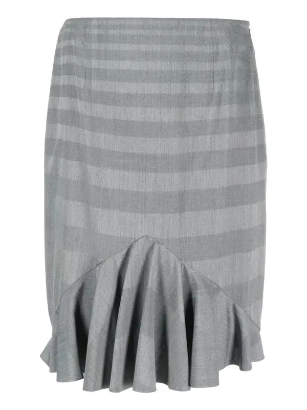 Dior 1990s Ruffled Hem Miniskirt - Grey