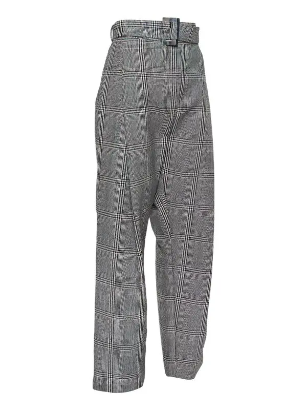 ELLERY Belted Plaid Trousers - Grey