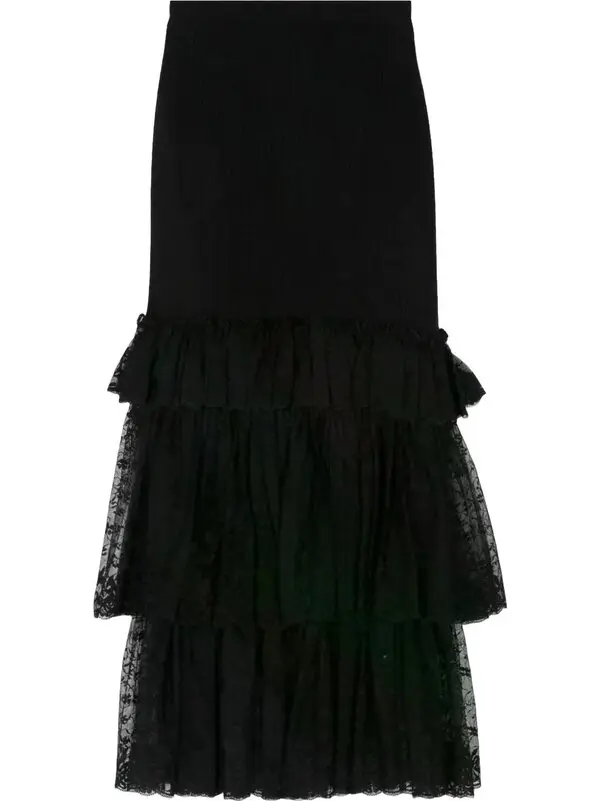 Moschino 1990s Ruffle-detail Skirt - Black