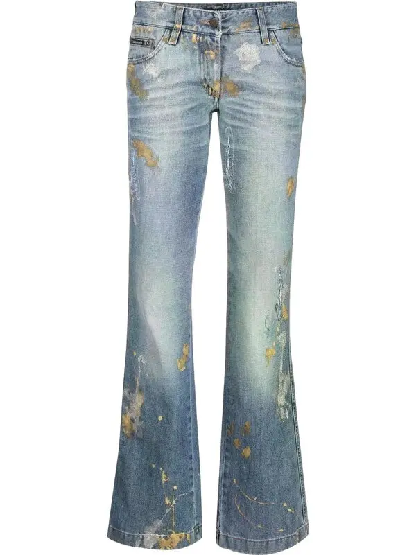 Dolce & Gabbana 2000s Paint-platter Jeans - Black