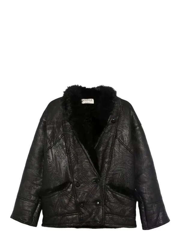 A.N.G.E.L.O. VINTAGE CULT 1980s Double-breasted Coat With Fur Collar - Black