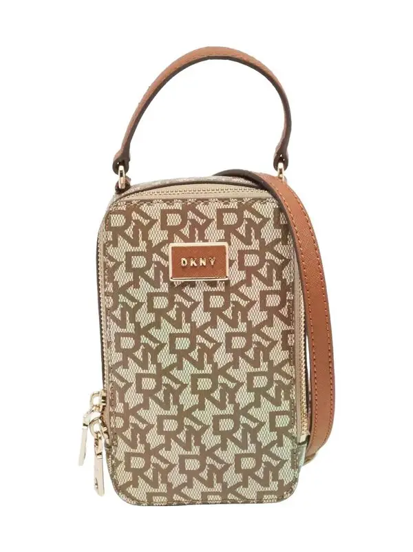 Dkny Monogram Pattern Shoulder Bag - Brown