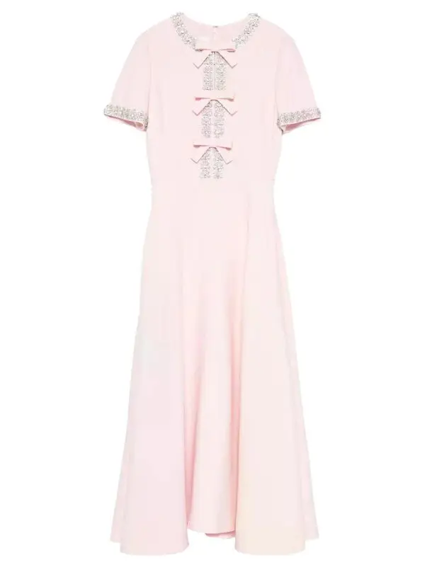 Valentino Garavani Crystal-embellished Bow Dress - Pink